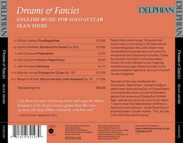 Sean Shibe Dreams and Fancies: English music for solo guitar - Delphian ...